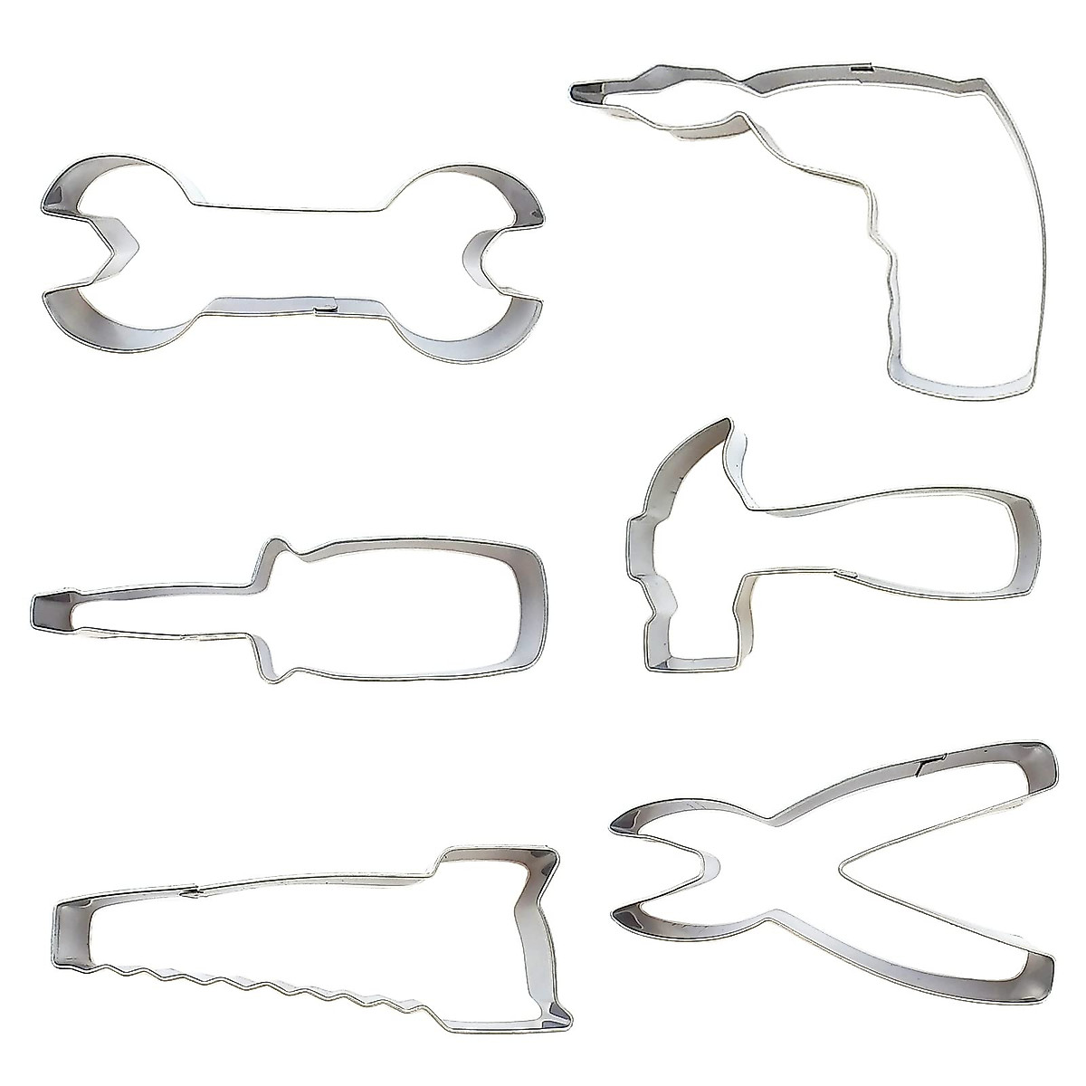 Mini Construction Tools Cookie Cutters Set of 6 pcs, Stainless Steel Mini Hardware Tools Series Shaped Fondant Baking Molds For Father's Day