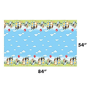 Unique Bluey Birthday Party Supplies - Rectangular Plastic Table Cover and Sticker
