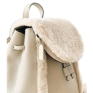 Kate Spade K9398 Leila Flap Backpack with Faux Shearling in Light Sand
