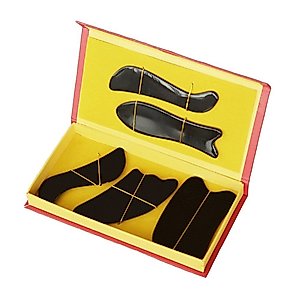 EQLEF® Natural Water Buffalo Horn Scraping Massage Tool Board (five pcs set - black)