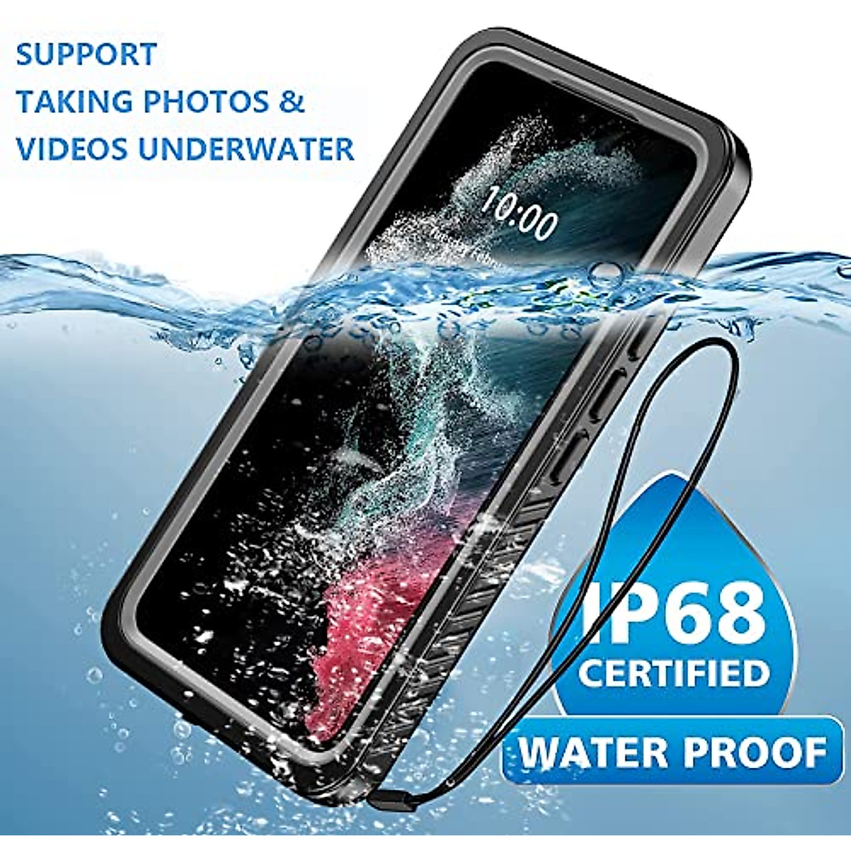 ANTSHARE Designed Samsung Galaxy S22 Case with Screen Protector,Samsung S22 Case Waterproof Shockproof Full Body Heavy Duty Protective Case for S22 5G (2022) Black/Clear