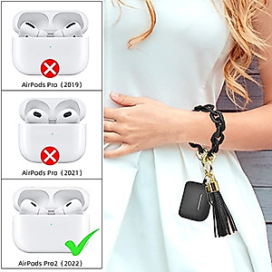 AirPods Pro 2nd Generation Case Cover (2022), ORATYFAN Silicone AirPod Pro 2 Case with Cute Chain Bracelet Keychain, iPod Pro 2 Shock-Absorbing Protective Case Accessories for Women Girls (Black)