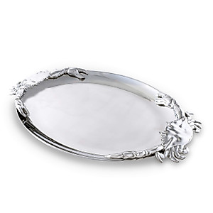 Arthur Court Designs Aluminum Crab Oval Platter Food Serving Bar Costal Theme Tarnish-Free 20 inch x 13.5 inch
