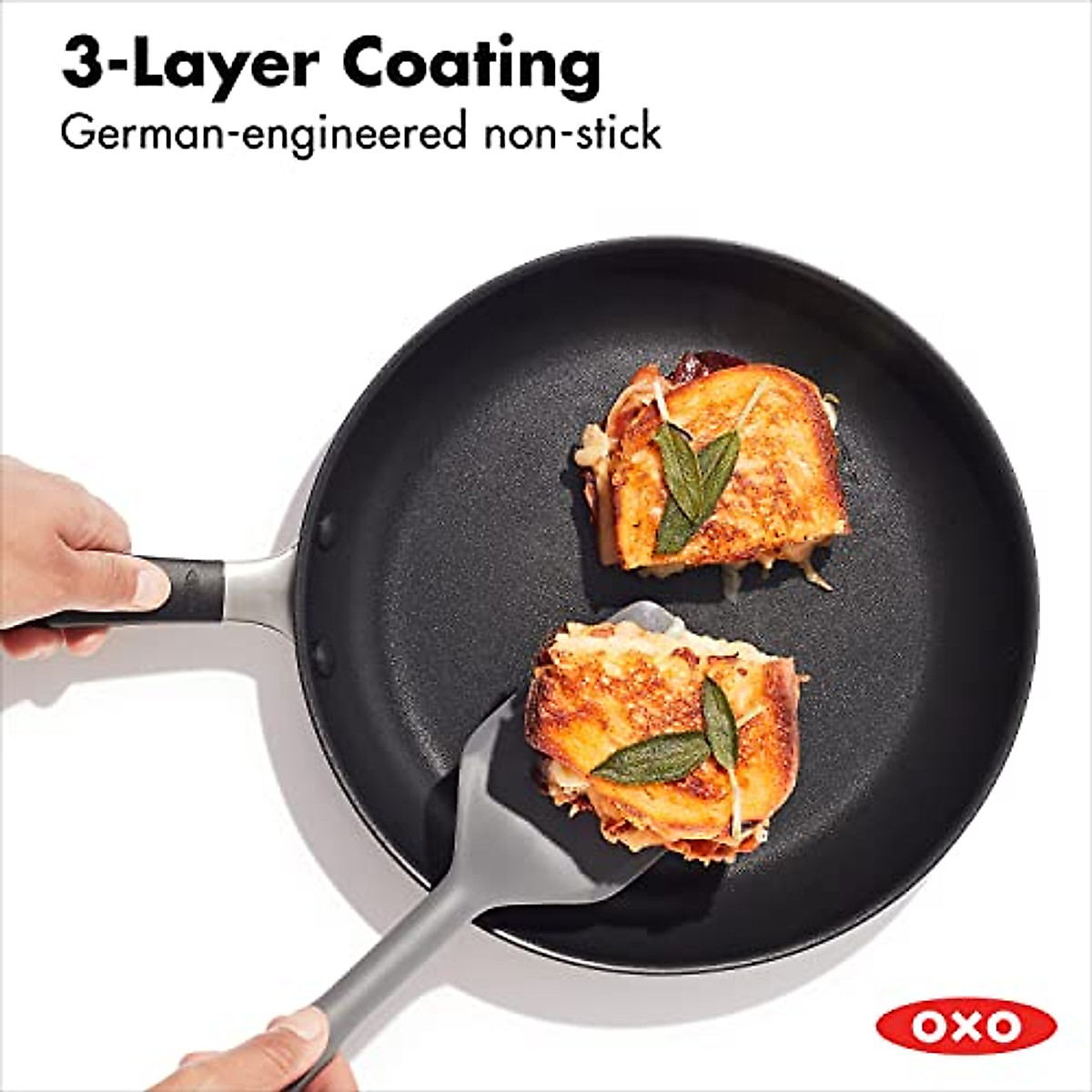 OXO Good Grips Pro 10" Frying Pan Skillet with Lid, 3-Layered German Engineered Nonstick Coating, Dishwasher Safe, Oven & Broiler Safe, Stainless Steel Handle, Black