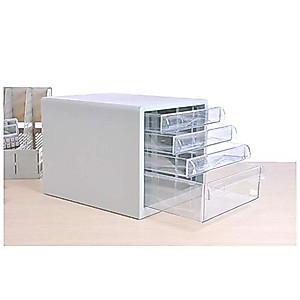 NAHDU Document Organizer - Half Transparent Vertical File Cabinet 4 Drawer Index Function Flat Drawer (Color : E)