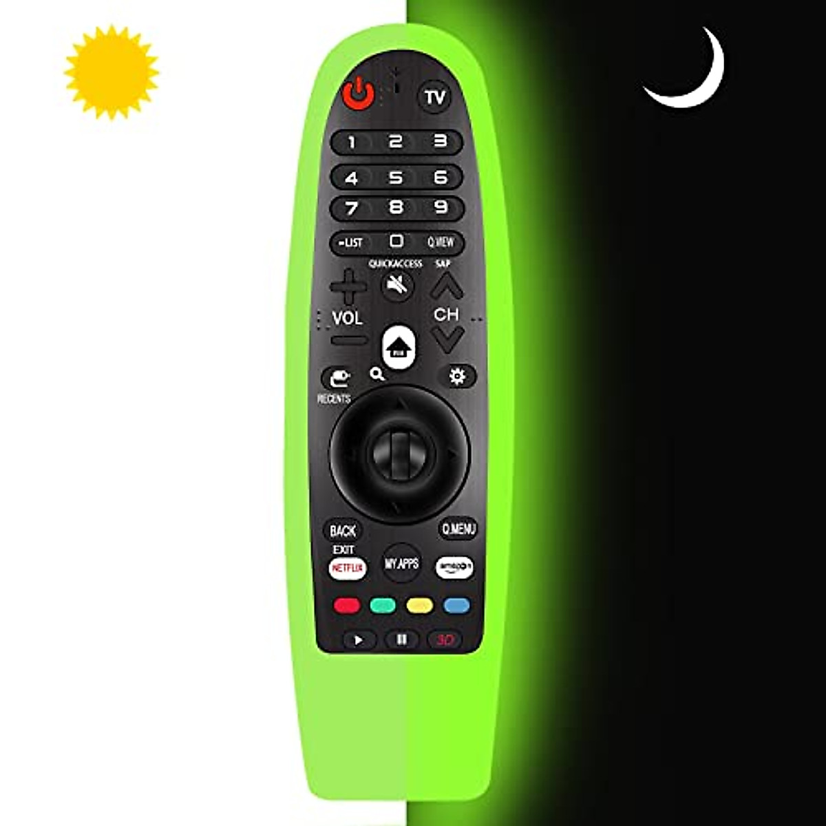 Rnnokate Universal Remote Control for LG Smart TV, Compatible with All Models for LG TV (Luminous Silicone Protective Case and 2 AA Batteries for AN-MR650A Remote Control (Universal with Green Shell)