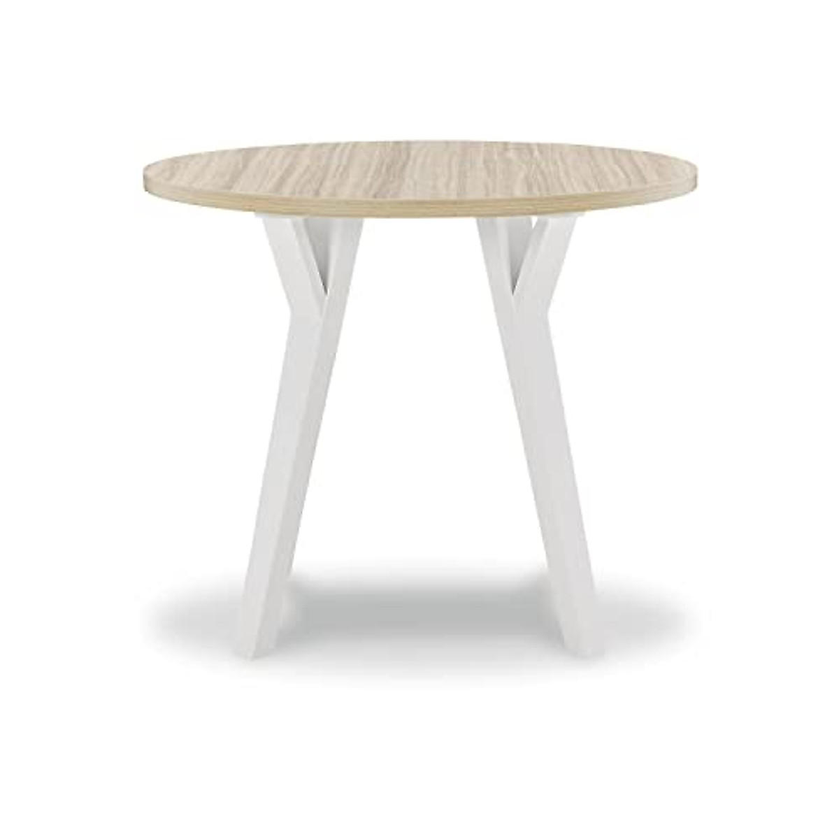Signature Design by Ashley Grannen Modern Round Dining Room Table, White & Natural Wood