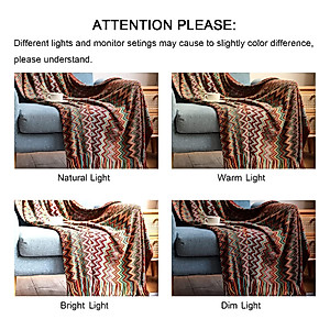 lifein Boho Throw Blanket for Couch - Soft Knitted Farmhouse Bed Throw, Cozy Knit Small Lightweight Blankets&Throws with Tassel for Woman,Home Decor,Bed,Chair,Sofa,Gift,Summer(Bohemia Red,50 * 60")