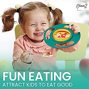 CheemZ Gyro Bowl for Toddlers-Baby Magic Bow-360 for Kids Age 1 To 3 Years-Spill Resistant Bowls for Toddlers with Lid and 360 Bowl Rotations, Mess Free Snack Bowls for Toddlers, 17 x 17 x 7cm - Green