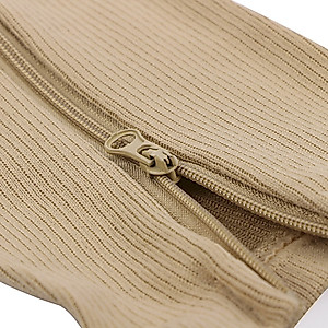 Open Toe Compression Sock, Support Zipper Stocking for Varicose Veins Edema Swollen Sore Legs, Help Circulation Pain Relief Anti Fatigue, Dance Workout Running Yoga Pilates Sleeve Socks Beige