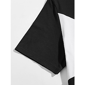 OYOANGLE Men's 2 Piece Outfits Short Sleeve T Shirt and Sweatpants Lounge Set Sleepwear Tracksuit Black Grey M