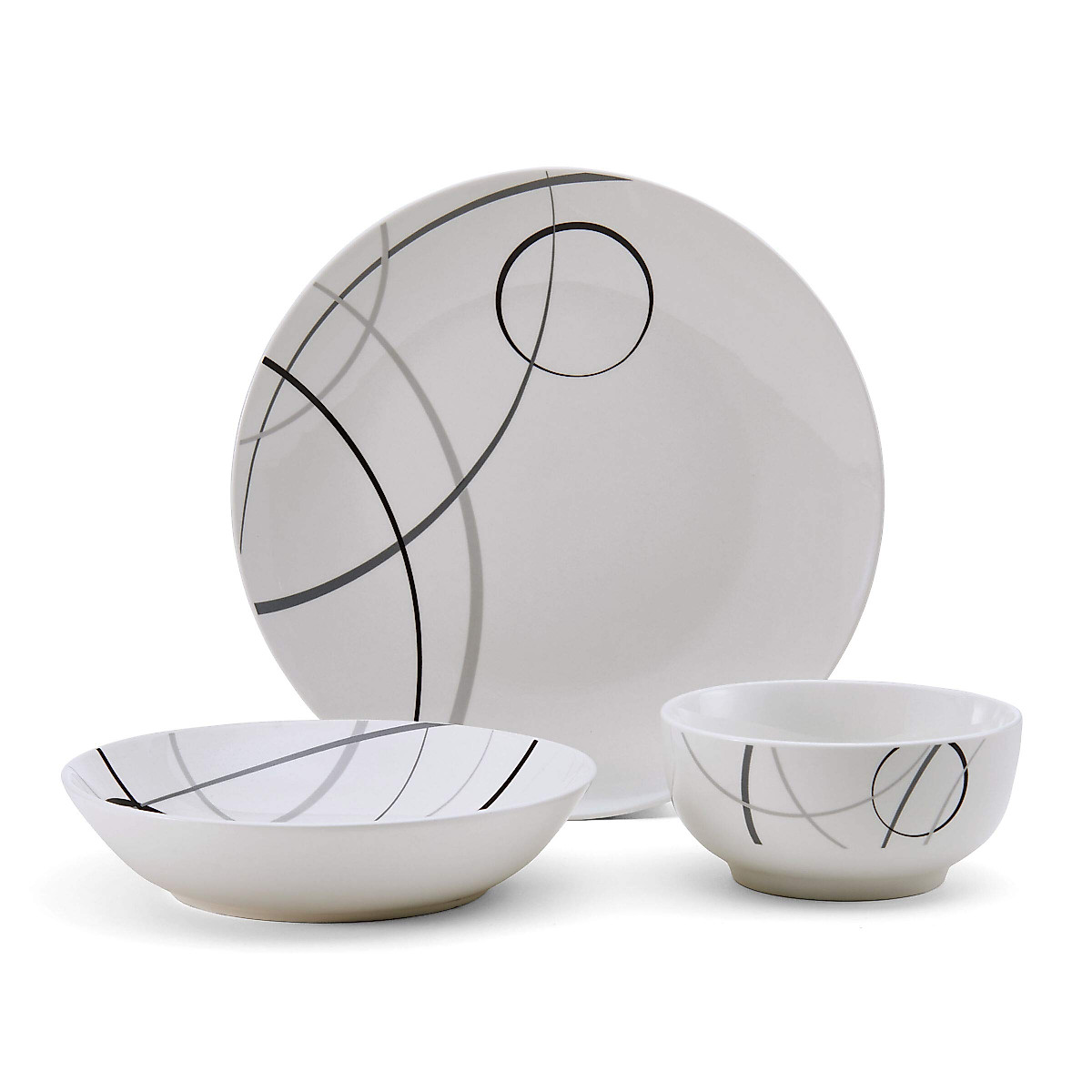 Studio Nova Porcelain 18-Piece Dinnerware Set, Service For 6, Circles