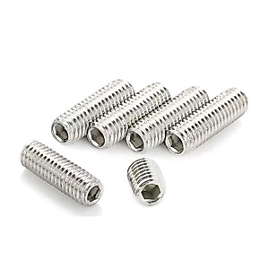 30 Pcs M6x16mm Metric 304 Stainless Steel Hex Socket Set Flat Point Grub Screws Silver Tone for Towel Rack Door Knob （M6x16mm）