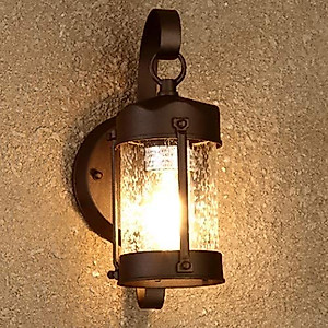 PEHUB Minimalism Creative Industrial Wall Lamp Outdoor Waterproof Wall Light Glass Shade Cylindrical Wall Lantern with E27 Socket Garden Courtyard Porch Wall Sconce Exterior Light Fixture