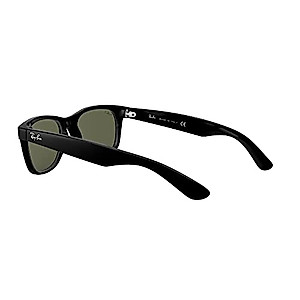 Ray-Ban RB2132 New Wayfarer Square Sunglasses, Black/Polarized Green, 55 mm