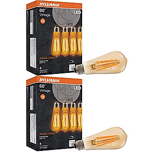 LEDVANCE (case of 8 Bulbs) Sylvania LED Vintage Filament ST19 Light Bulb, 60 watt Equivalent Using only 7 watts, Medium Base, 590 Lumens, Dimmable, 2175K, Amber Glow (40329)