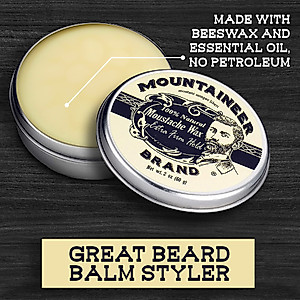 Mountaineer Brand Unscented Mustache Wax | Strong and Extra Firm Hold | All Natural Ingredients with Beeswax | Grooming Beard Moustache Wax For Men | Made in USA | 2oz