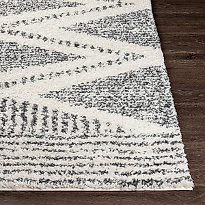 Mark&Day Area Rugs, 5x7 Gever Global Shag Charcoal Area Rug, Grey Cream White Carpet for Living Room, Bedroom or Kitchen (5'3" x 7'3")