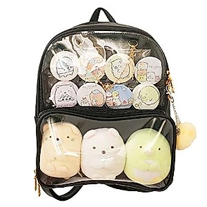 Patty Both Clear Backpack Transparent Ita Bag for Anime Lolita Bag DIY Cosplay(Ita Bag, Black)