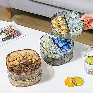 2/3 Tiers Snack Box Candy Dish with Cover, 2 Compartments Festive Wedding Candy Box, Dried Fruit Plate Snacks Storage Tray, Candy & Nut Serving Container for New Year Green Dual Layer