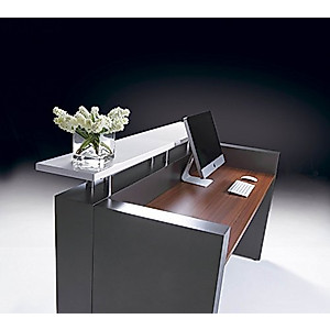 GW FURNITURE Modern Space Grey Reception Desk (71 inch) with Quartz Stone Counter TOP