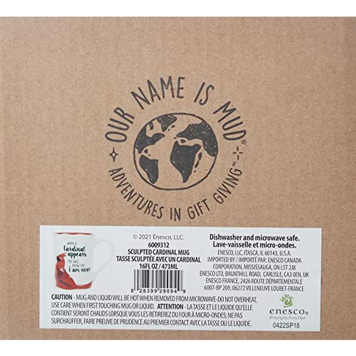 Enesco Our Name is Mud Bereavement Comforting Cardinal Always Near Sculpted Coffee Mug, 1 Count (Pack of 1), Multicolor