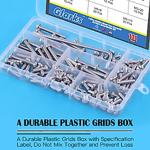 Glarks 111Pcs M5 x 8mm 10mm 12mm 16mm 20mm 25mm 30mm 40mm Pan Head Torx Security Screws 304 Stainless Steel Tamper Resistant Screws Assortment Set with T25 Wrench