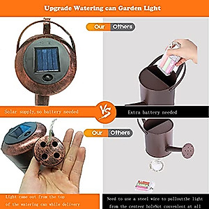 Solar Watering can with Garden Decor Lights-Star Shower Art LED Solar Twinkle Lights Outdoor Waterproof, Fairy Light Firefly Copper Wire Bunch with Bracket, Metal Decor for Home Pathway Patio Yard