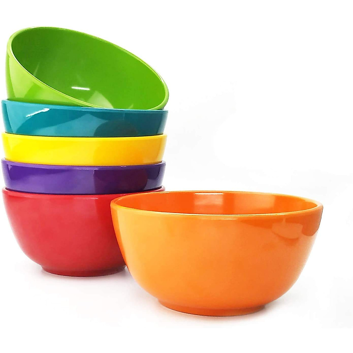Set of 6 100% Melamine 28oz Salad Bowls Set,6 inch Round Melamine Soup Cereal Bowls,Melamine Dinnerware sets for Home Dinner Party or Picnic,Break-resistant and BPA Free,Multicolor