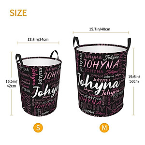 Custom Laundry Basket with Name, Personalzied Name Waterproof Laundry Hamper with Handles, Customized Dirty Clothes Storage Basket for Bathroom Bedroom