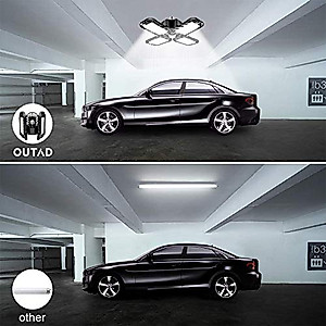 1LED Garage Lights 2 Pack/60W/6500k/4 Panels, Porcelain Base, 4 Adjustable Panels, 12000LM High Lumen Output Super Bright LED Bulb, E26/E27 Compatible