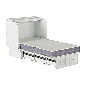 AFI, Sydney Twin Wood Murphy Bed Chest with Storage and Charging Station, White