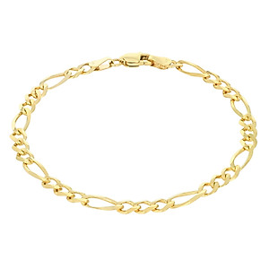 Nuragold 14k Yellow Gold 4.5mm Solid Figaro Chain Link Bracelet, Mens Womens Jewelry 7" 7.5" 8" 8.5" 9"