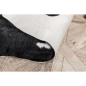 Larger Cow Print Rug Black and White Faux Hide Area Rug Faux Cowhide Rugs Animal Printed Area Rug Carpet for Home 62.2in x 86.6in/5.2 x 7.2ft