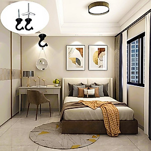 GDQLCNXB 2 Sets 55mm/2.17" Ceiling Metal Ceiling Hooks, Heavy Duty Swag Ceiling Hooks with Hardware for Hanging Plants/Chandeliers/Wind Chimes/Ornament (Black Color)