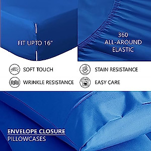 American Home Collection Deluxe 4 Piece Bed Sheets Set Deep Pocket Extra Soft Microfiber Wrinkle Free Sheets Easy Care (California King, Snorkel Blue)