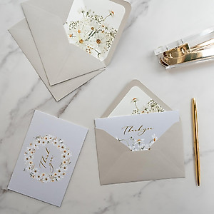 Gooji 4x6 Daisy Thank You Cards with Envelopes Floral Thank You Cards (Bulk 20-Pack) Watercolor Wildflower, Bridal Shower, Baby Shower, Weddings, Baptism, Small Business, Thanksgiving