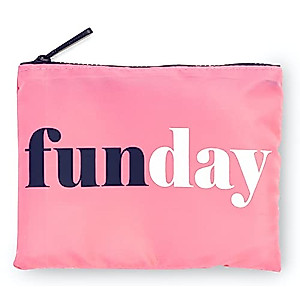 Kate Spade New York Pink Reusable Produce Bags, Shopping Tote with Zipper Storage Pouch, Lightweight Foldable Grocery Bag, Fun Day