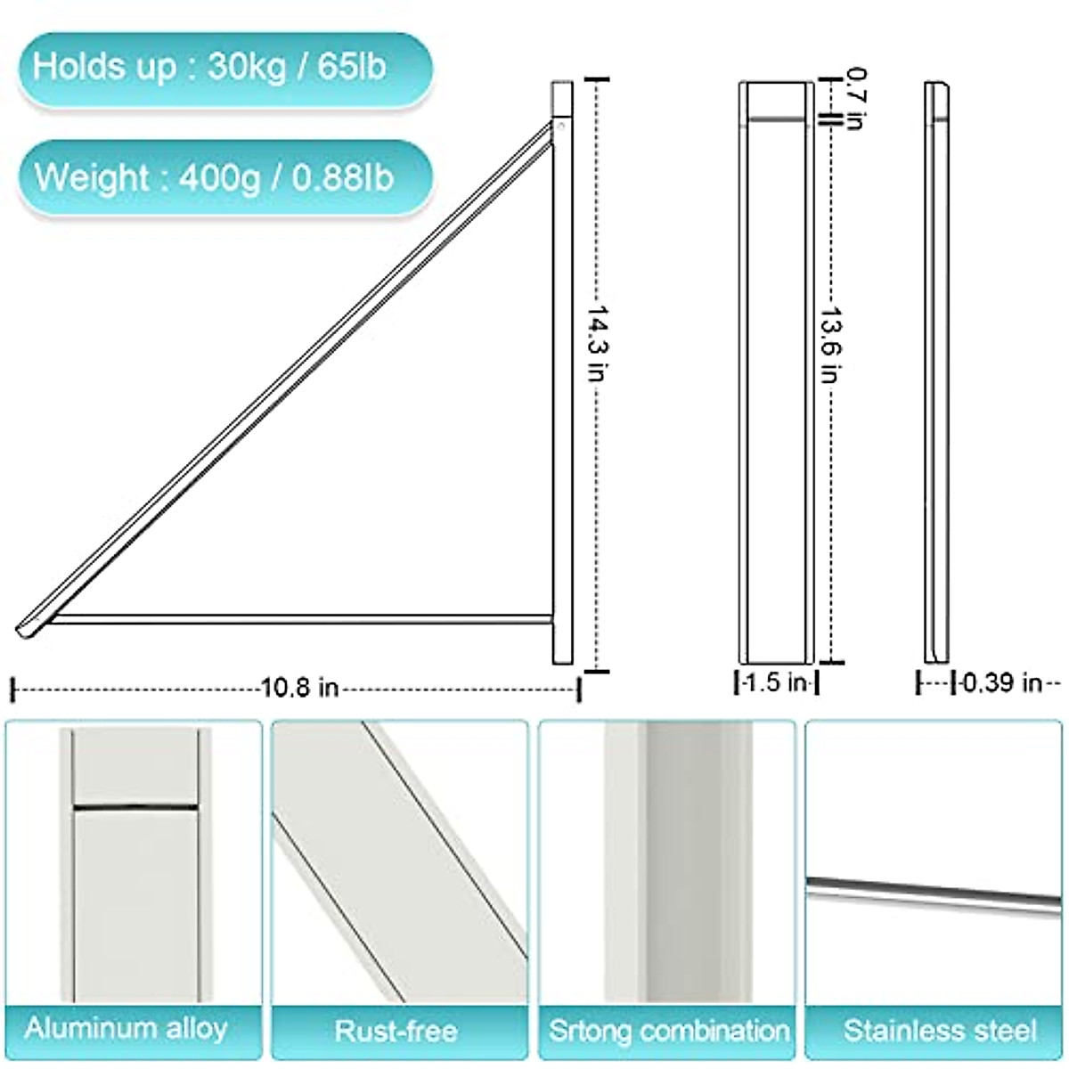 SunEegral Clothes Drying Rack Folding Indoor,Laundry Room Organization,Wall Mounted Drying Racks for Laundry,Laundry Drying Rack Collapsible,Laundry Drying Rack,Retractable Clothesline (White)