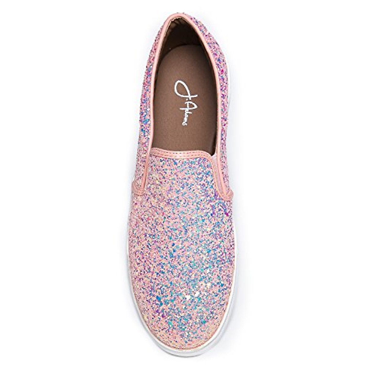 J. Adams Glimmer Sneakers for Women - Casual Glam Slip On Walking Shoes - Pink Glitter - 8