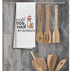 TUNW Dog Themed Kitchen Towels 16″×24″,It’s Not Dog Hair It’s Great Boxer Glitter Soft and Absorbent Kitchen Tea Towel Dish Towels Hand Towels,Gifts for Women Girls Dog Lovers Boxer Mom