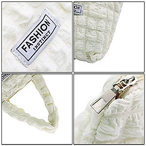 Women Chic Quilted Puffer Tote Bag, Light Solid Color Lattice Shoulder Handbag Soft Puffy Tote