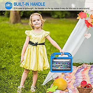 SUPNICE Kids Case for All-New Fire 7 (Latest 12th Generation 2022 Release), Lightweight Shockproof Handle with Stand Kid-Proof Case for Amazon Fire 7 inch Tablets - Blue