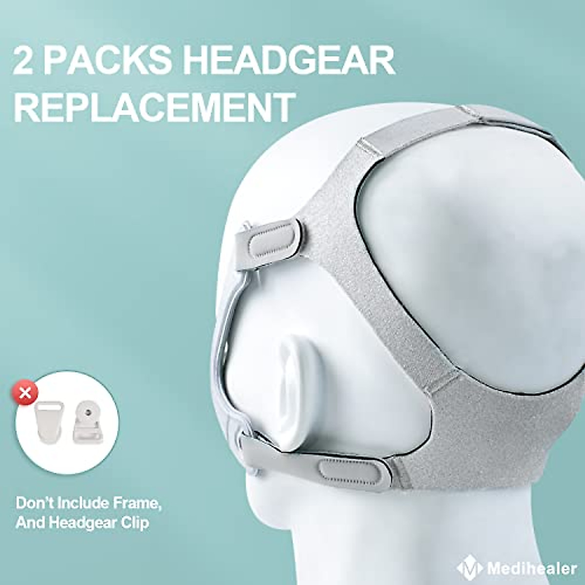 2Packs CPAP Headgear, 2Pack Replacement Headgear, Standard Mask Straps, Snugly Fit and Reduce Air Leaks, Frame and Clip Not Included, Great-Value Supplies by Medihealer.