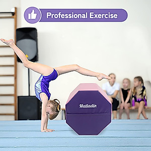 Matladin 20"x20" Gymnastics Octagon Mat Skill Shape Tumbling Backbend Trainer Exercise Mat for Preschool Kids Gym (Pink & Purple)