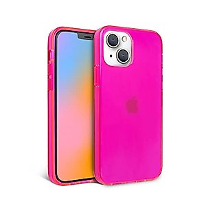 FELONY CASE - iPhone 13/iPhone 14 Neon Pink Clear Protective Case, TPU and Polycarbonate Shock-Absorbing Bright Cover - Crack Proof with a Gloss Finish - Full iPhone Protection