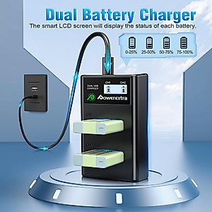 Powerextra NB-13L Battery 2 Pack Replacement NB-13L for Canon, Battery and Charger for PowerShot G5 X G7 X G7 X Mark II G9 X G9 X Mark II SX620 HS SX720 HS SX730 HS