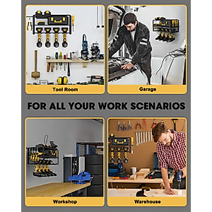 Wall Mount Power Tool Organizer and Charging Station - 6 AC Outlets, 3 Layers for Drills, Great as Heavy Duty Garage Tool Rack