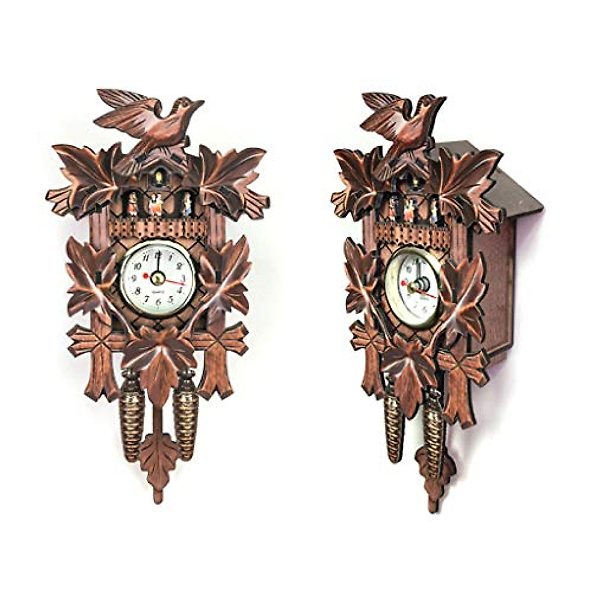Par [ 1xAA Battery (not Included) ] Antique Wooden Cuckoo Wall Clock Bird Time Bell Swing Alarm Watch Home Restaurant Decoration/for Room, Study, Bedroom, Office, Hotel