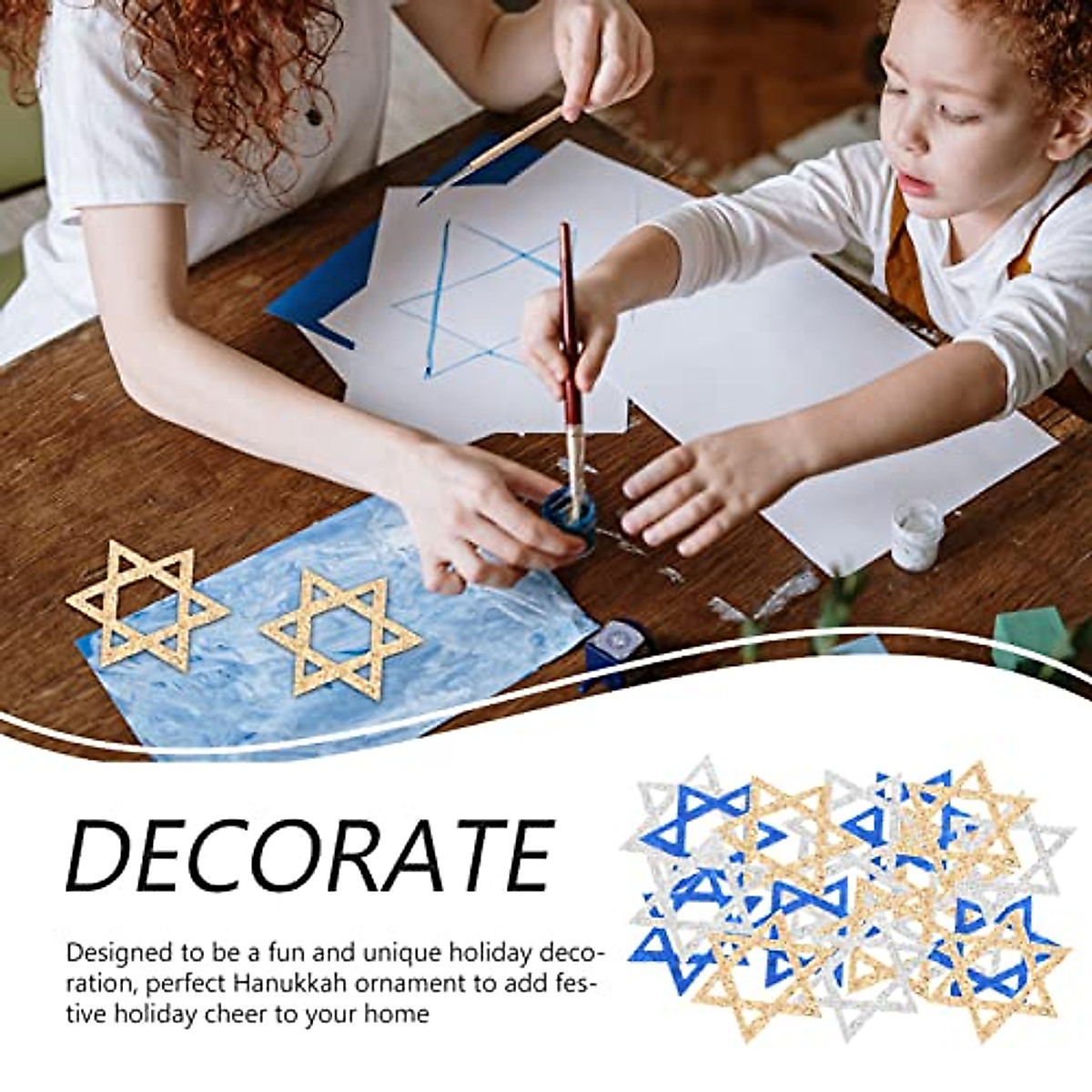 NOLITOY 50pcs Hanukkah Decoration Adorn Hanukkah Menorah Decorations Chanukah Ornaments Party Jewish Decked Favor Star of David Glitter New Non-woven Fabric The Gold Christmas